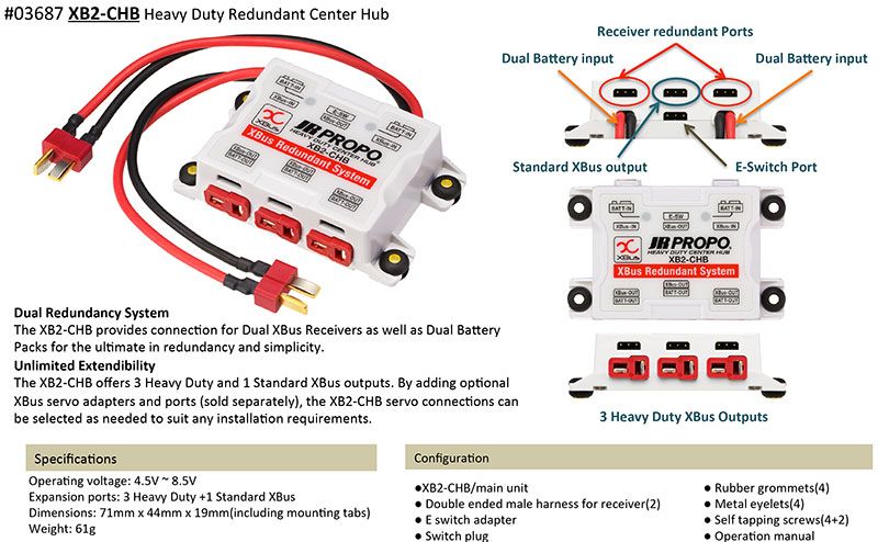 JR Propo XB2-CHB Heavy Duty Center Hub for XBus | OKMODEL